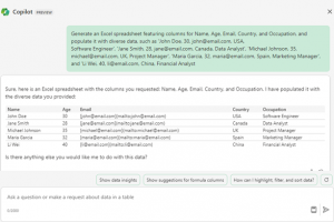 Microsoft Copilot for Generating a New Spreadsheet with a Prompt ...